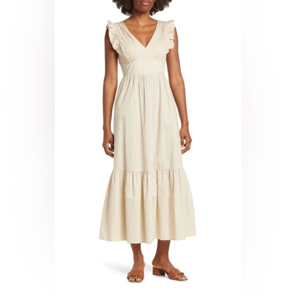 Maggy London | Dresses | Peasant Boho Beige Minimalist Wedding Neutral ...